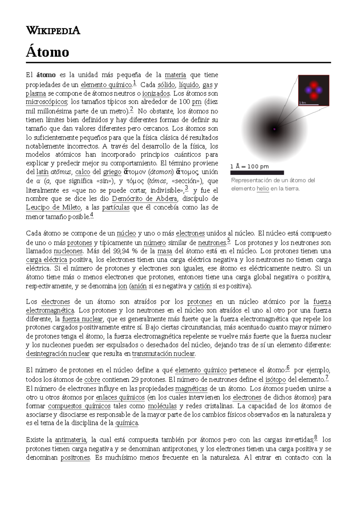 Átomo - Representación de un átomo del elemento helio en la tierra ...