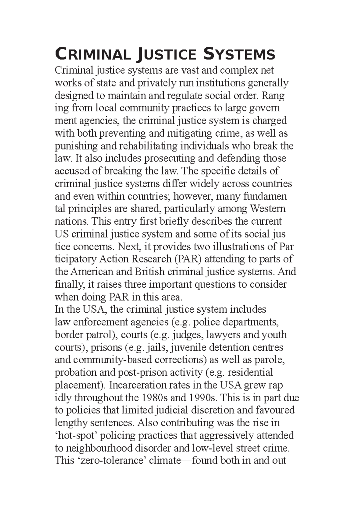 Criminal Justice Systems - CRIMINAL JUSTICE SYSTEMS Criminal justice ...