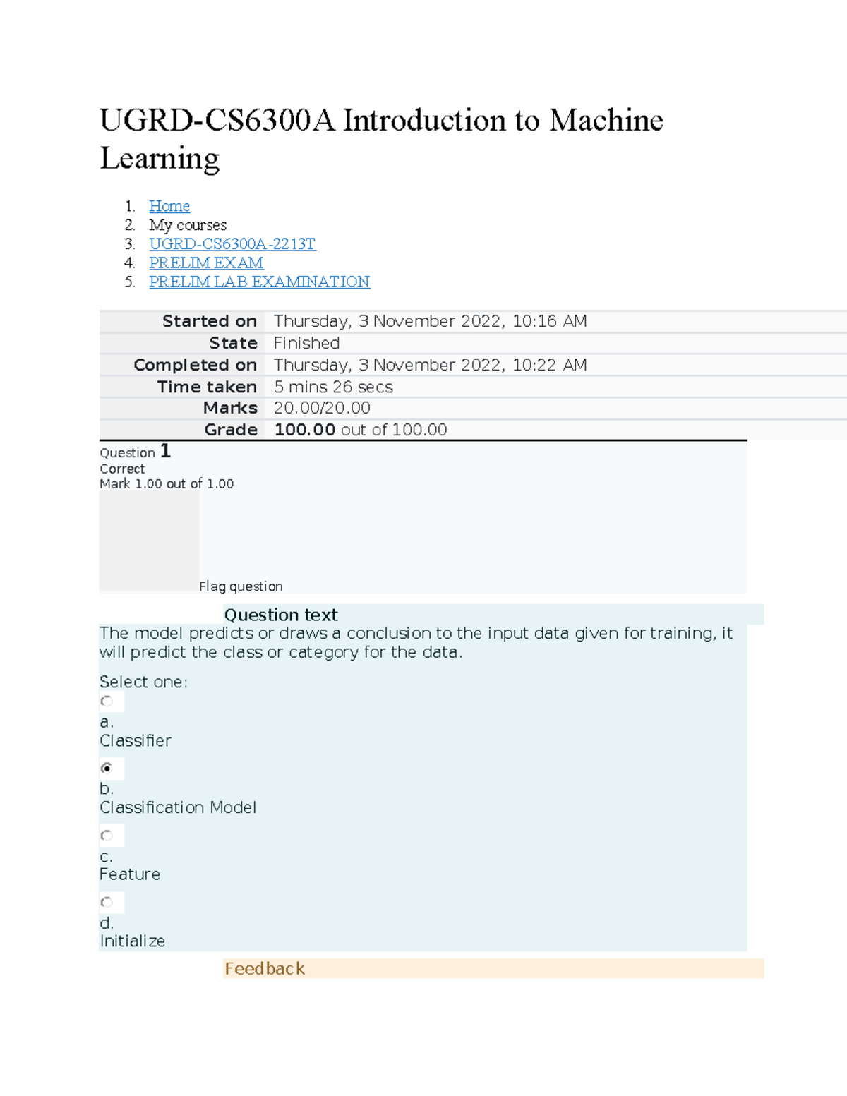 Introduction to Machine Learning - Prelim Lab Exam - UGRD-CS6300A Introduction to Machine ...