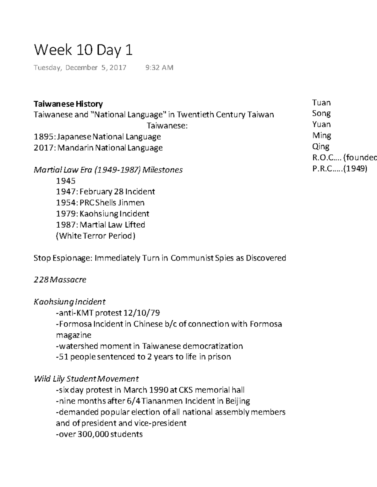 Week 10 Day 1 - SCRUGGS, B. - Week 10 Day 1 Tuesday, December 5, 2017 9 ...