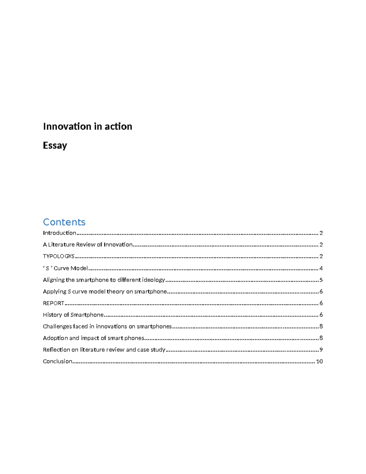 Innovation in action essay - Innovation in action Essay - Studocu