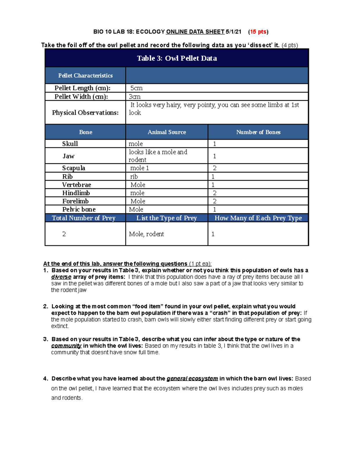 Hart Bio 10 Ecology Lab 5-1-21 Online DATA Sheet Sp 2021 - BIO 10 LAB ...
