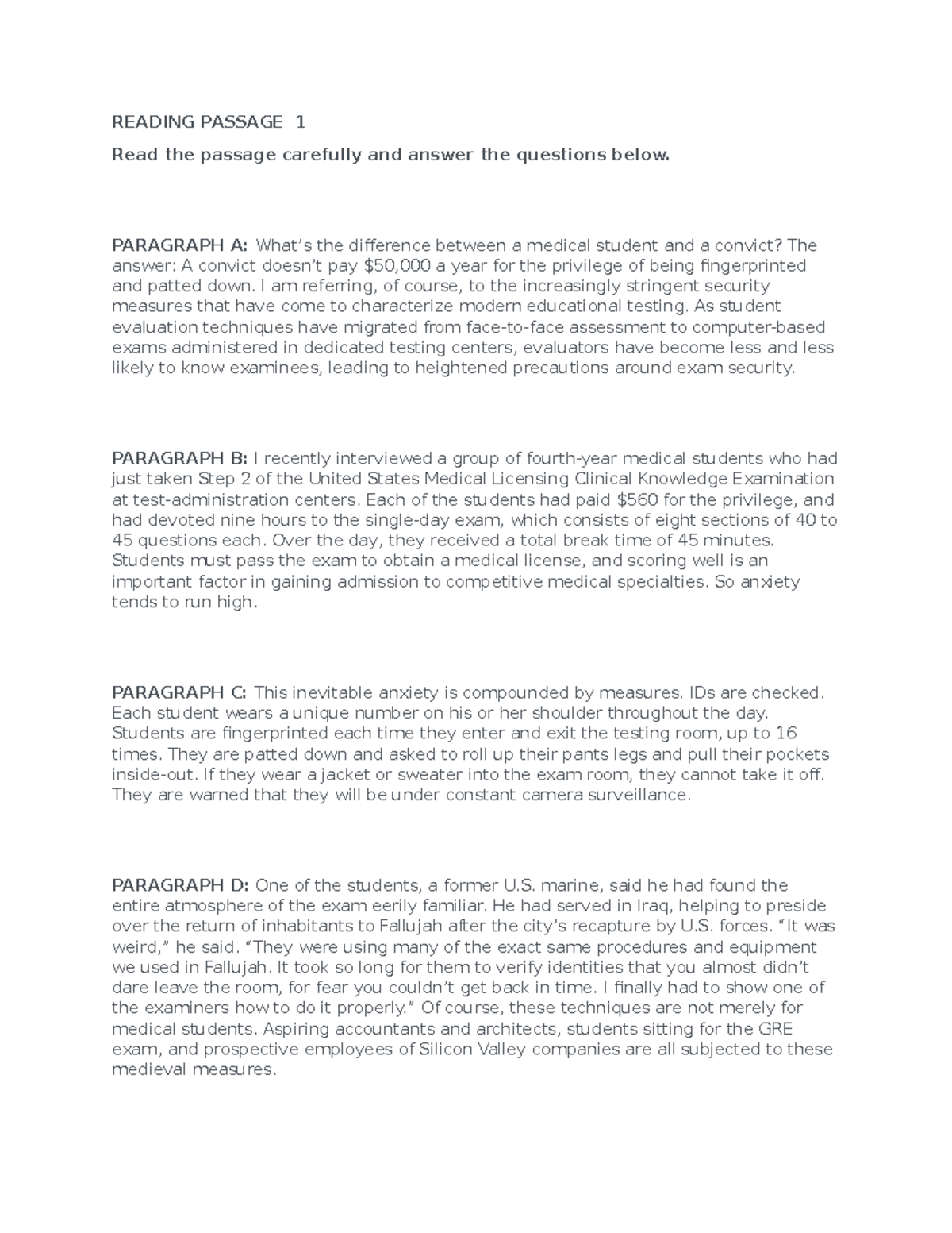 Review PT2 - Practice 2 - Vocab and read - READING PASSAGE 1 Read the ...