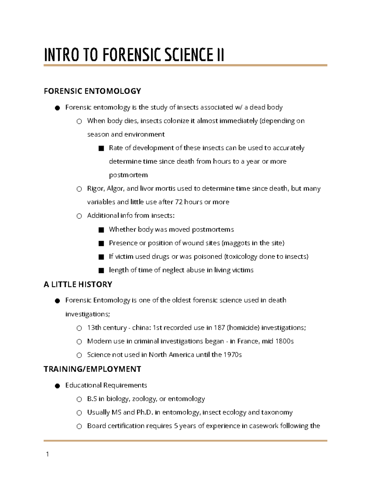 Enthropology - INTRO TO FORENSIC SCIENCE II FORENSIC ENTOMOLOGY ...