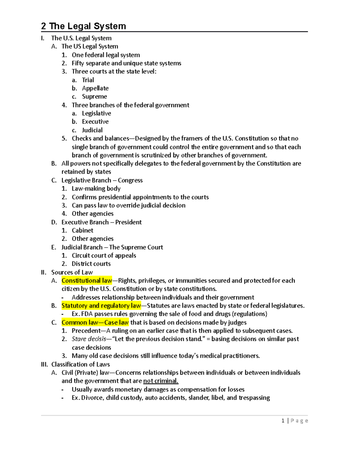 310 Chapter 2 - hbbkbkjbkjbbk - 2 The Legal System I. The U. Legal ...