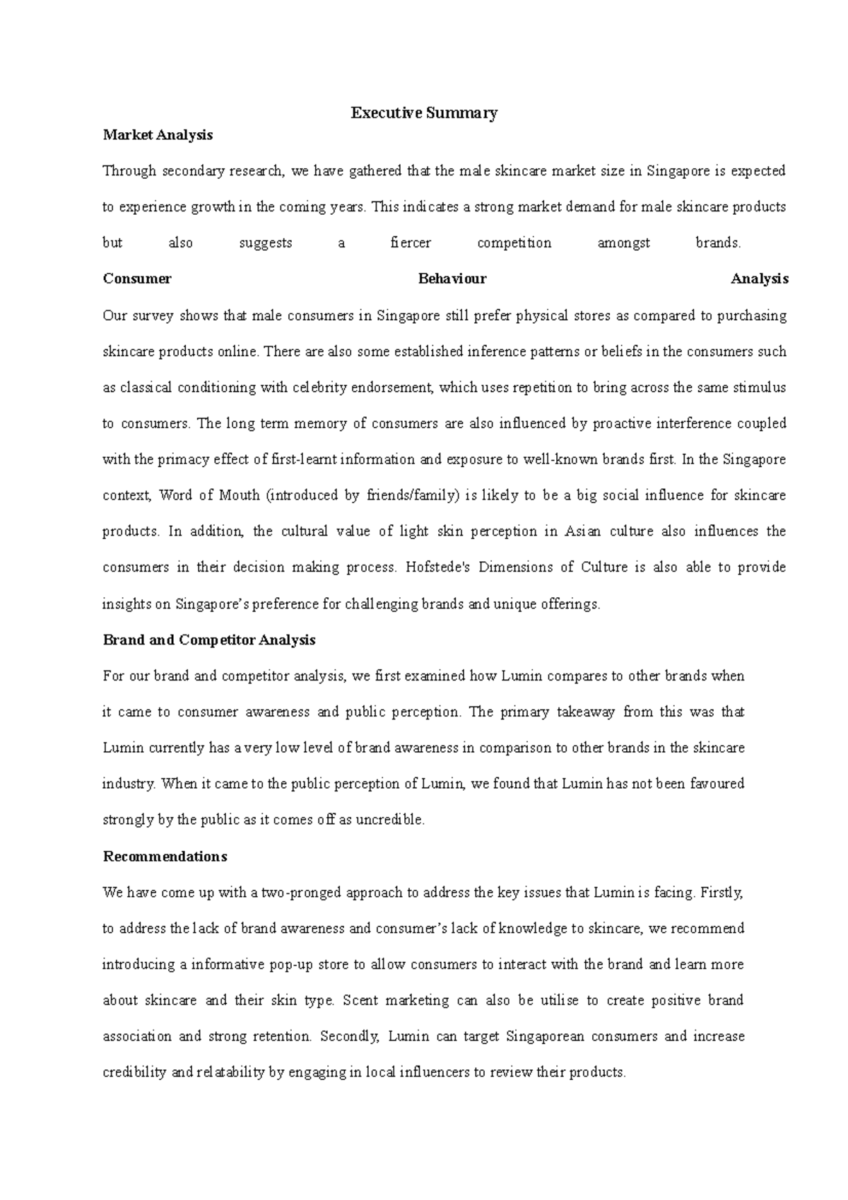 Executive Summary - Executive Summary Market Analysis Through secondary ...