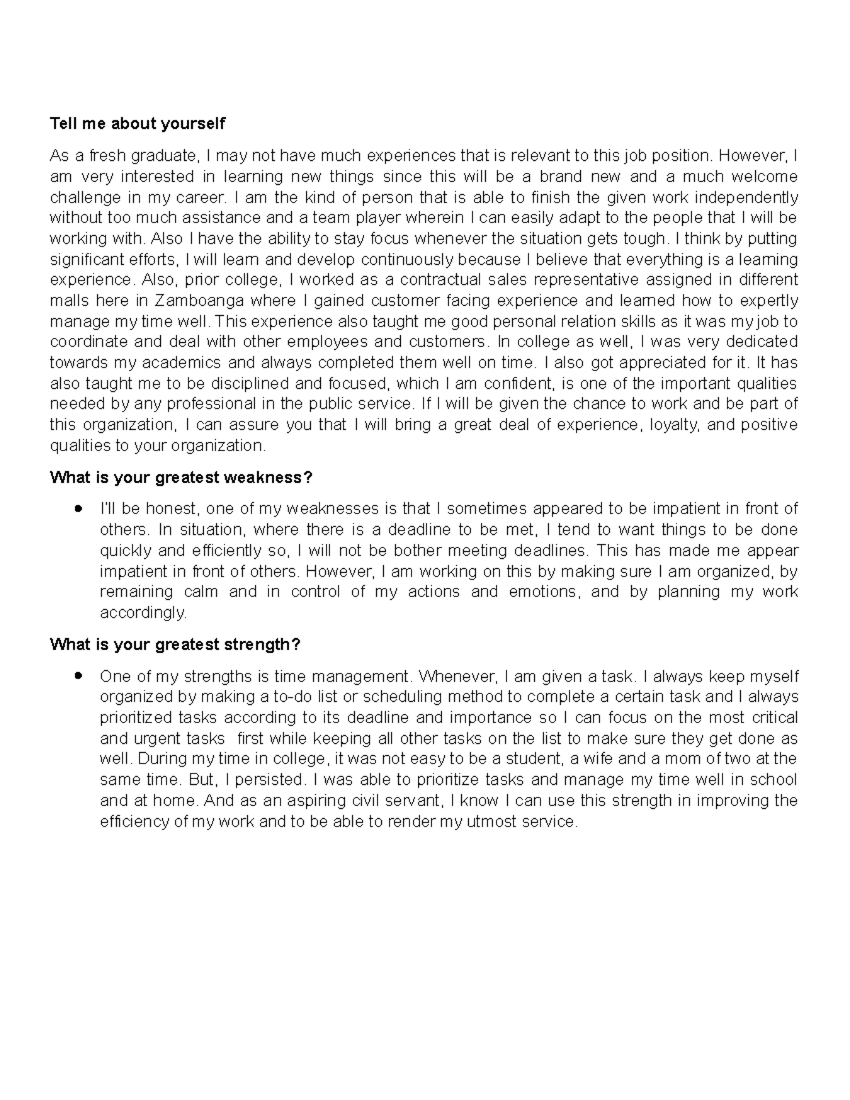 JOB Interview Questions AND Answers - Literary Criticism - WMSU - Studocu