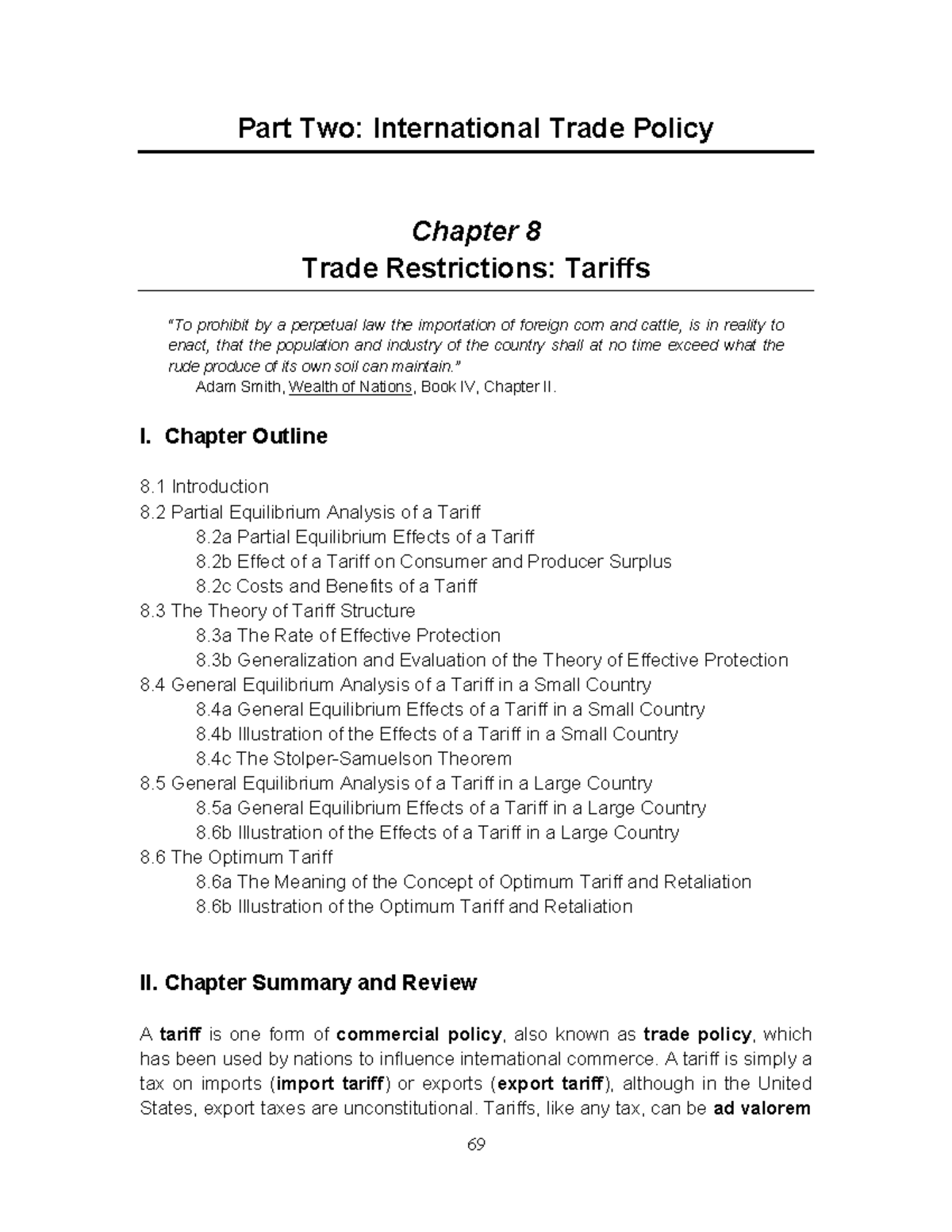 Salvatore study-guide ch08 - Part Two: International Trade Policy ...