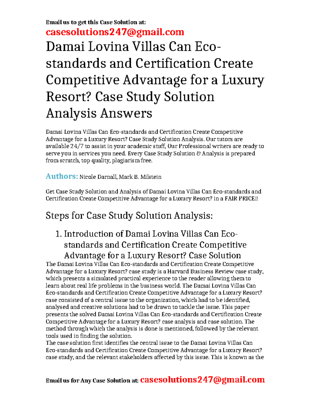 SOLUTION Damai Lovina Villas Can Eco-standards and Certification Create Competitive Advantage ...