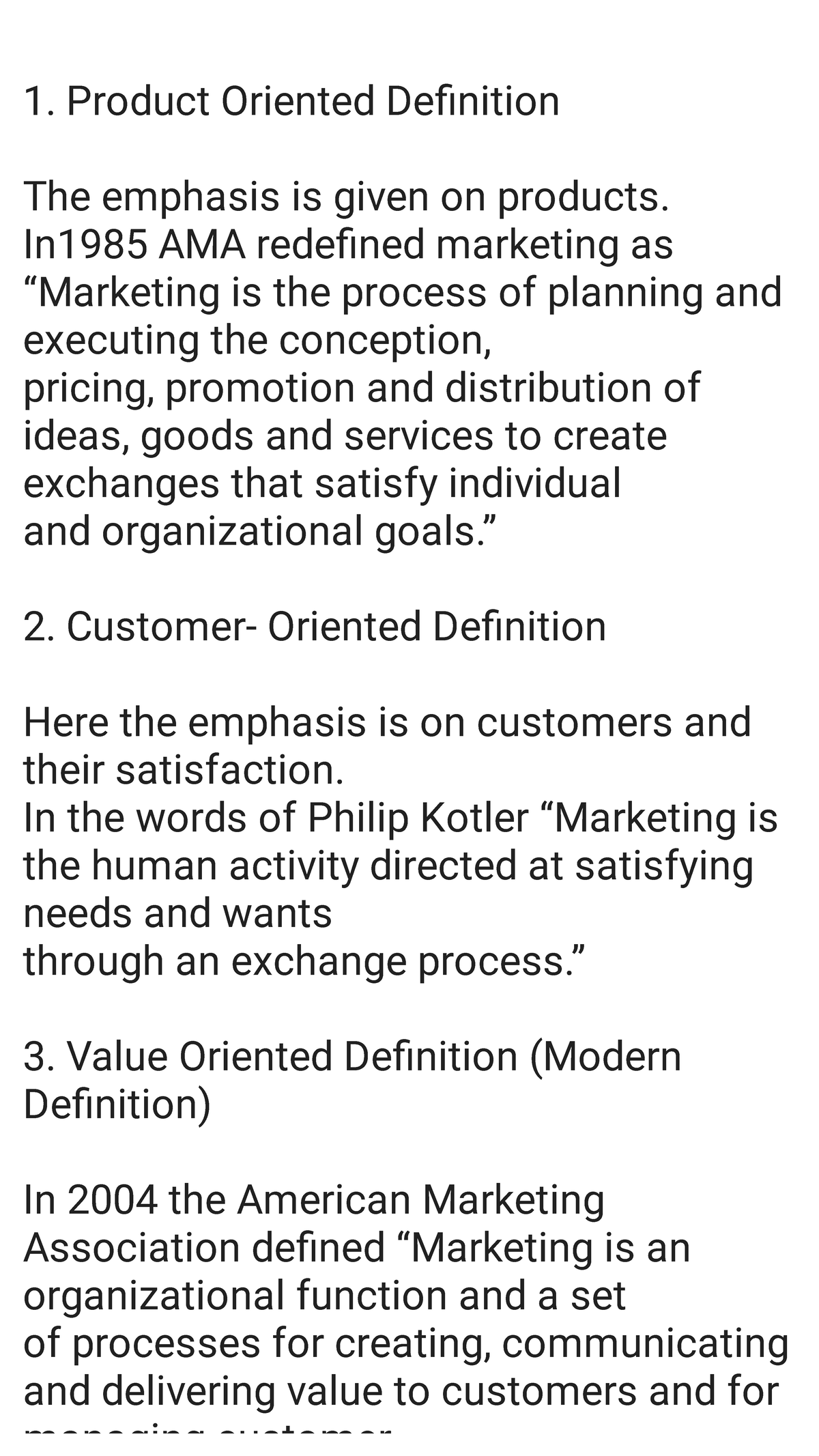 Marketing management - Product Oriented Definition The emphasis is ...