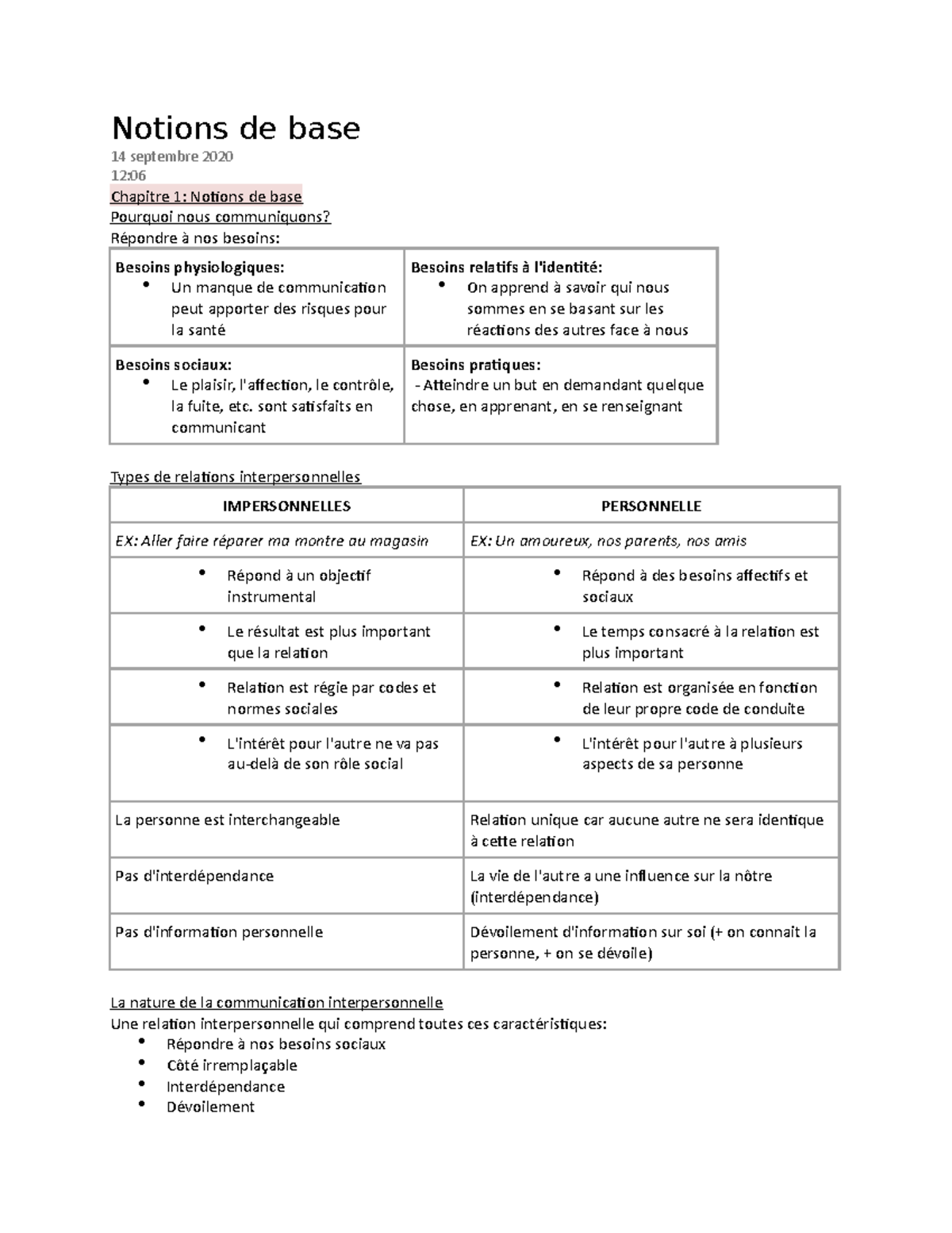 Psychologie de la communication - Notions de base 14 septembre 2020 12: Chapitre 1: Notions de ...