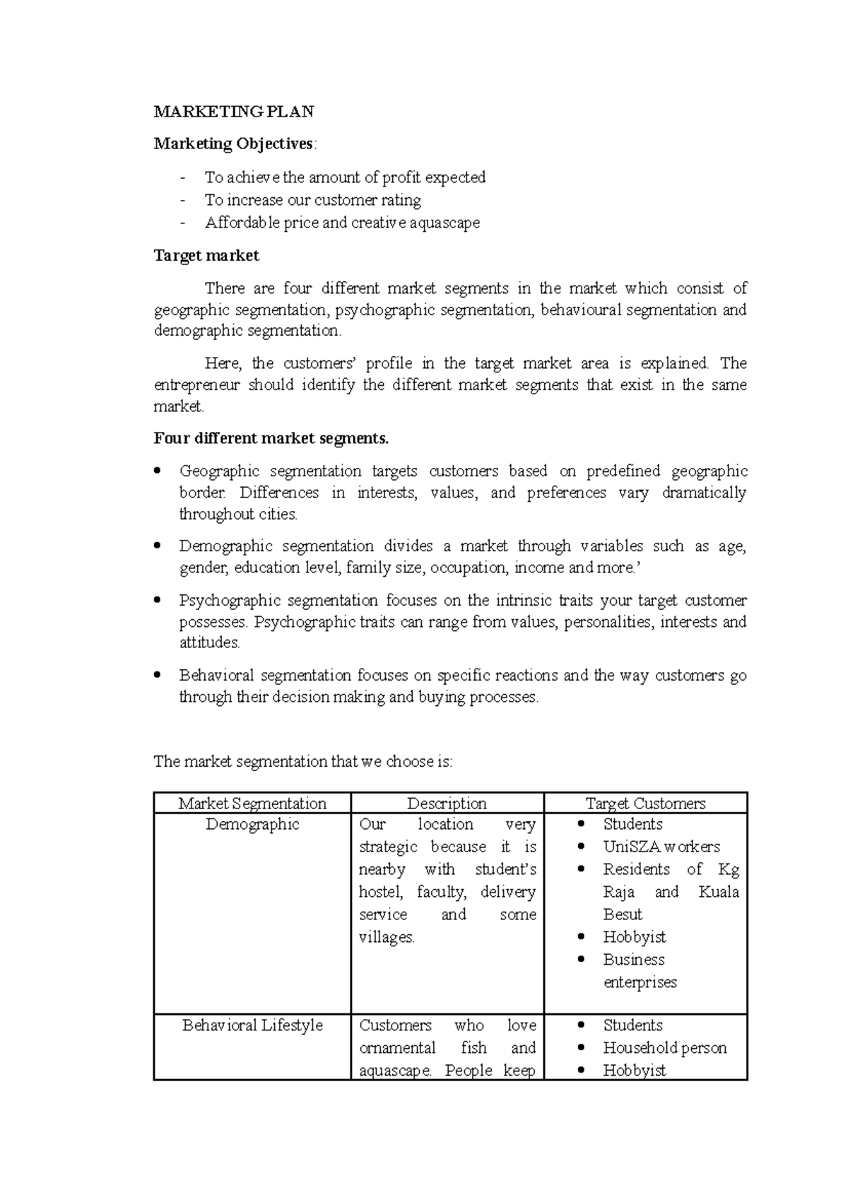 Marketing strategy - animal science - UniSZA - Studocu
