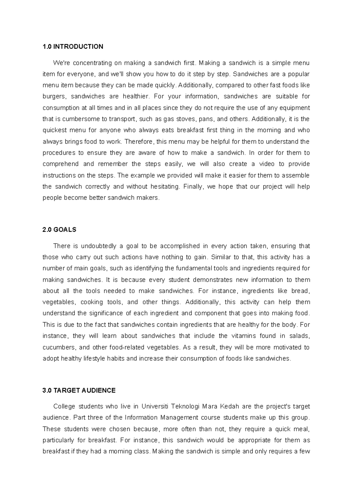 213 sandwich - 1 INTRODUCTION We're concentrating on making a sandwich first. Making a sandwich ...