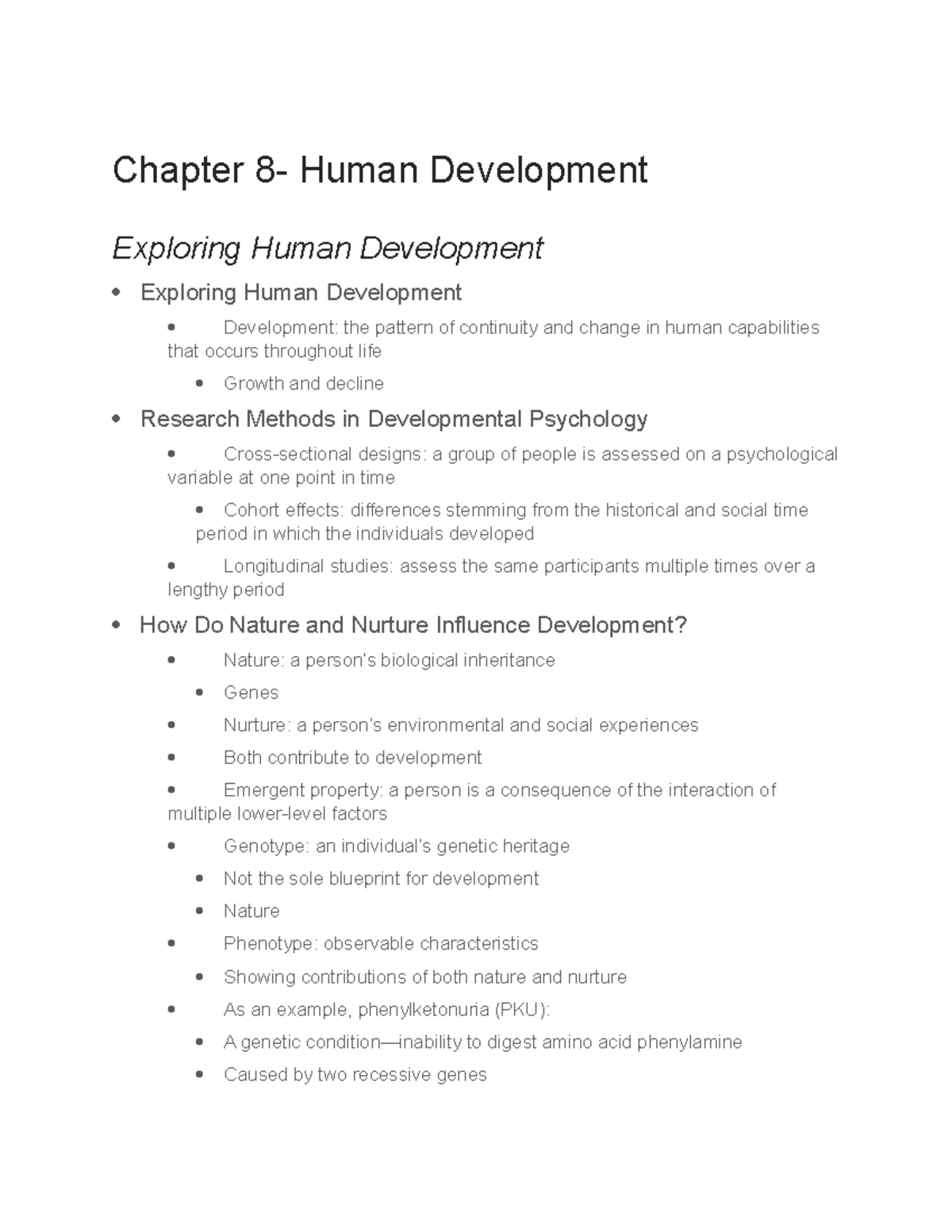 Chapter 8 Psych Notes - Chapter 8- Human Development Exploring Human ...