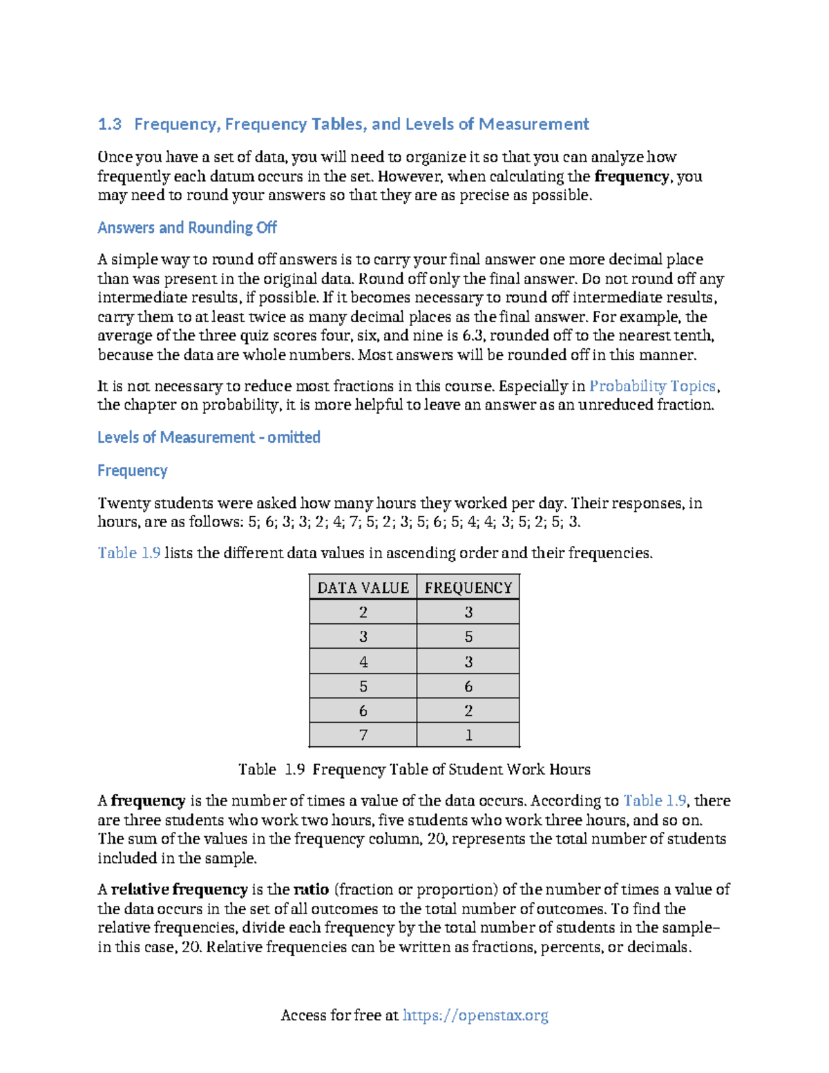 1 3 frequency frequency tables and levels of measurement - 1 Frequency ...