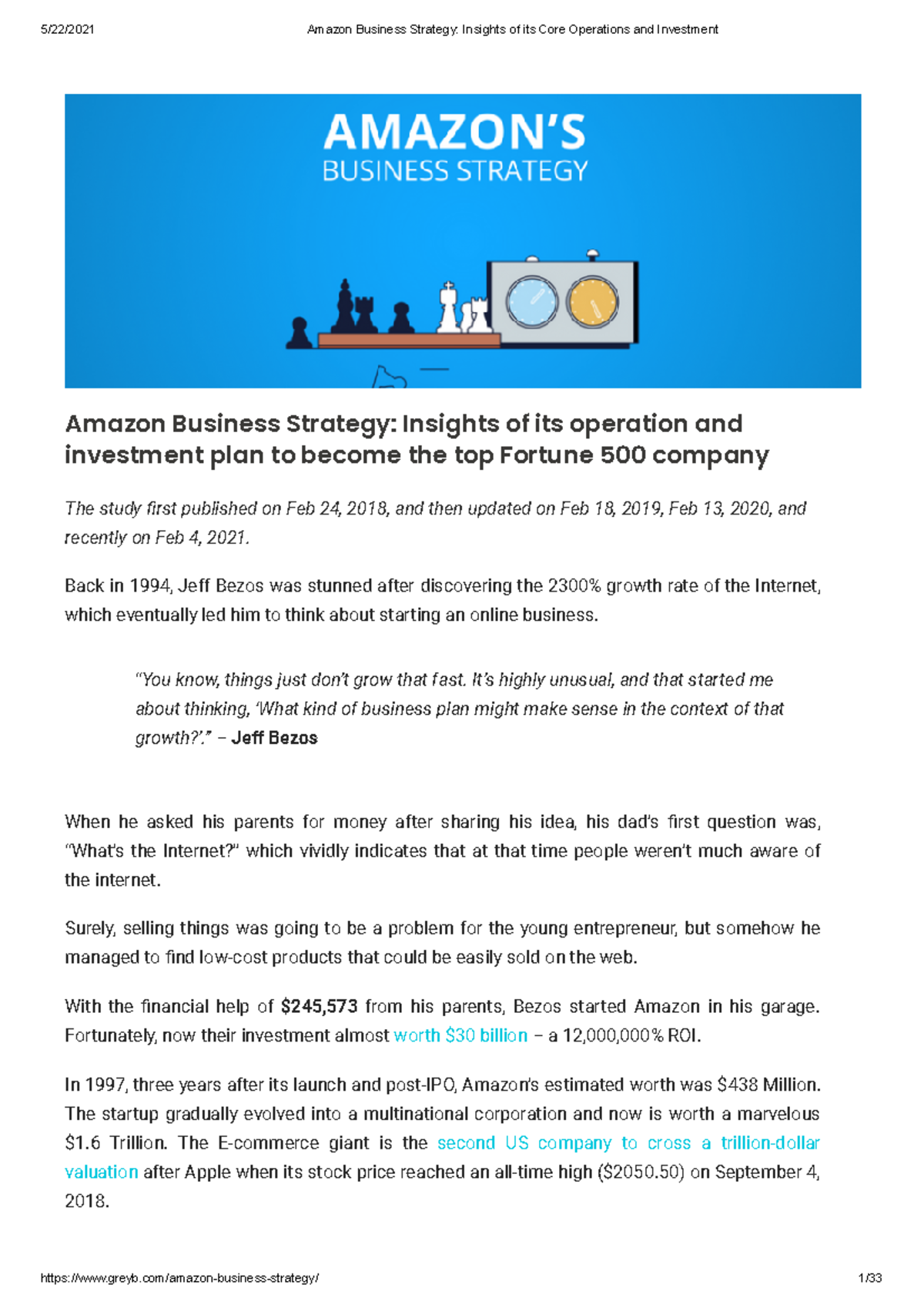 Amazon Business Strategy Insights of its Core Operations and Investment ...