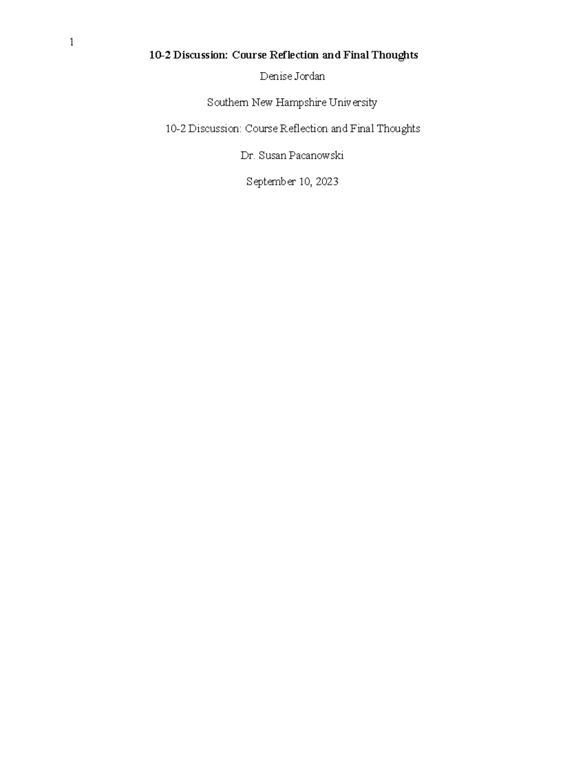 COU 540 Week Ten Journal Guidelines - 1 10-2 Discussion: Course ...