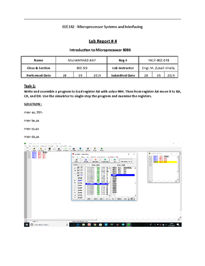 MP LAB #3 068 - lab 3 - Microprocessor Systems & Interfacing Lab Report 3 Submitted To: Mam Asma ...
