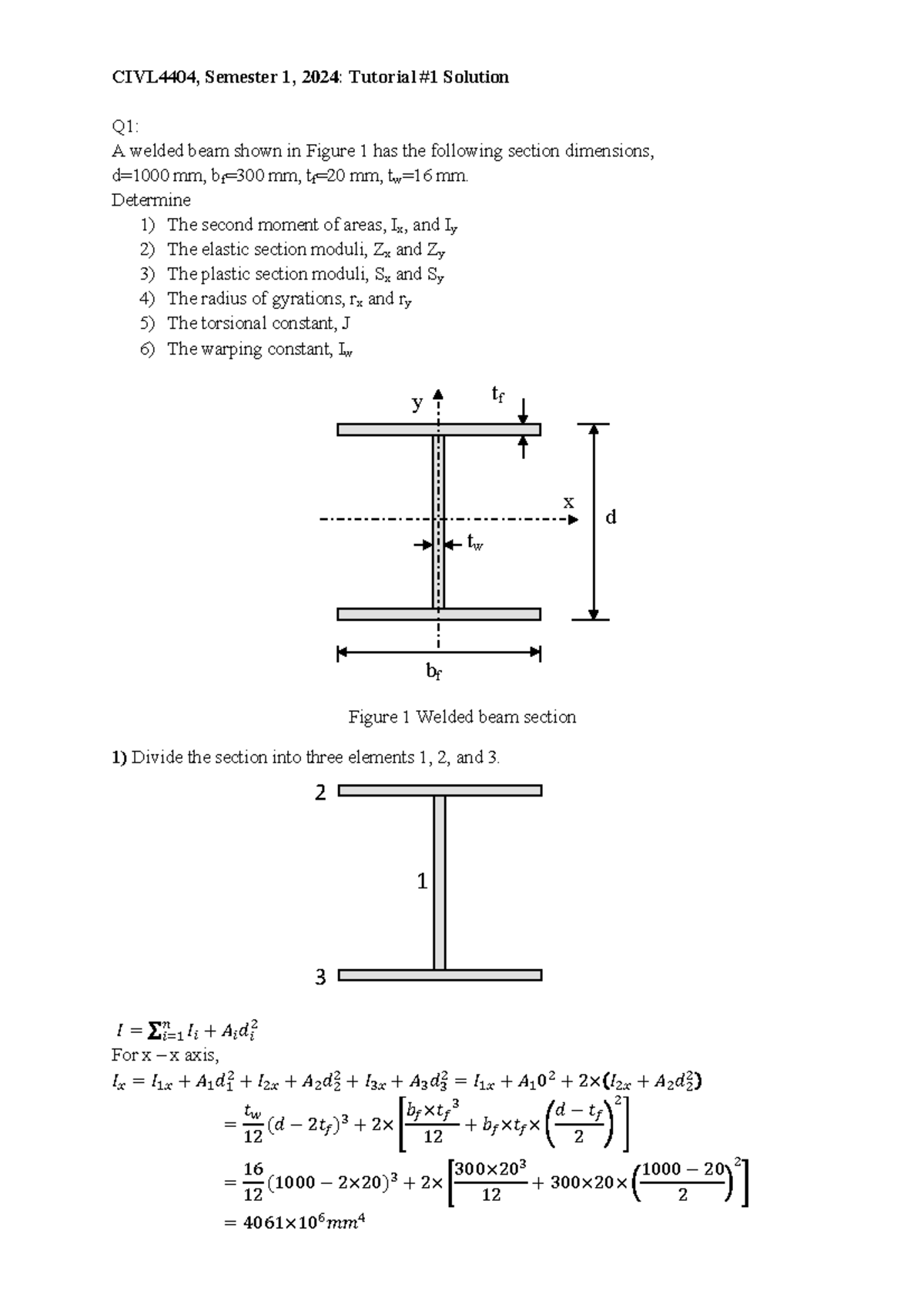 Tutorial 1 Solution - CIVL 4404 , Semester 1, 201 7 : Tutorial #1 ...