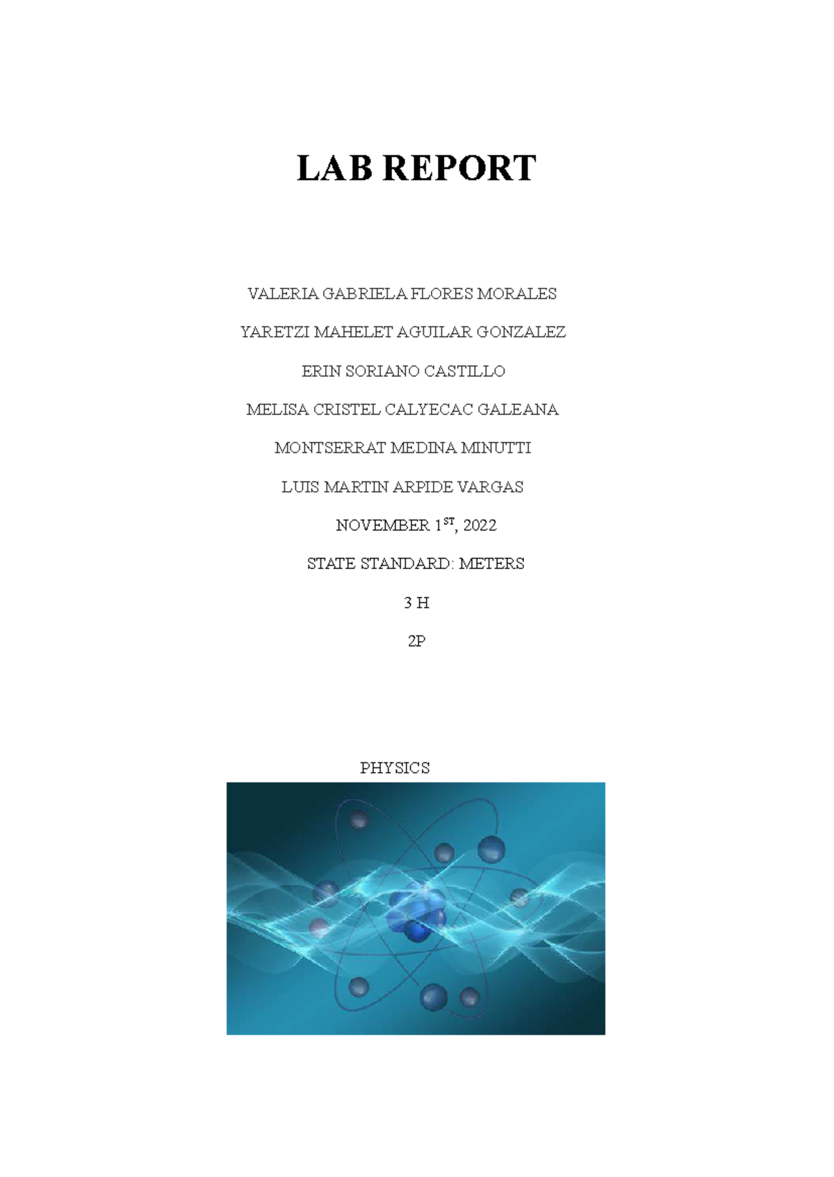 - Laboratory Practice Report - LAB REPORT VALERIA GABRIELA FLORES MORALES YARETZI MAHELET ...