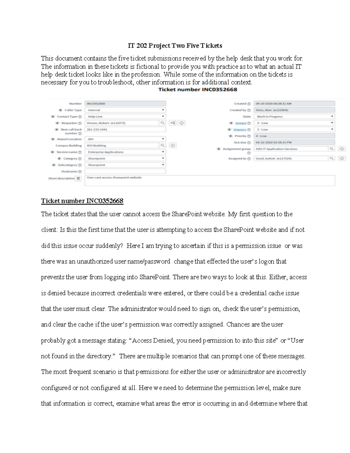 IT 202 5 -2 Proj 2 milestone - IT 202 Project Two Five Tickets This document contains the five ...