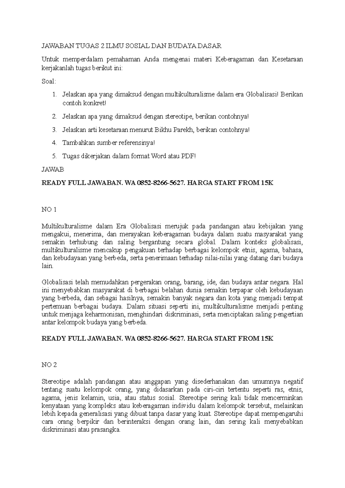 Jawaban Tugas 2 ILMU Sosial DAN Budaya Dasar - JAWABAN TUGAS 2 ILMU SOSIAL DAN BUDAYA DASAR ...