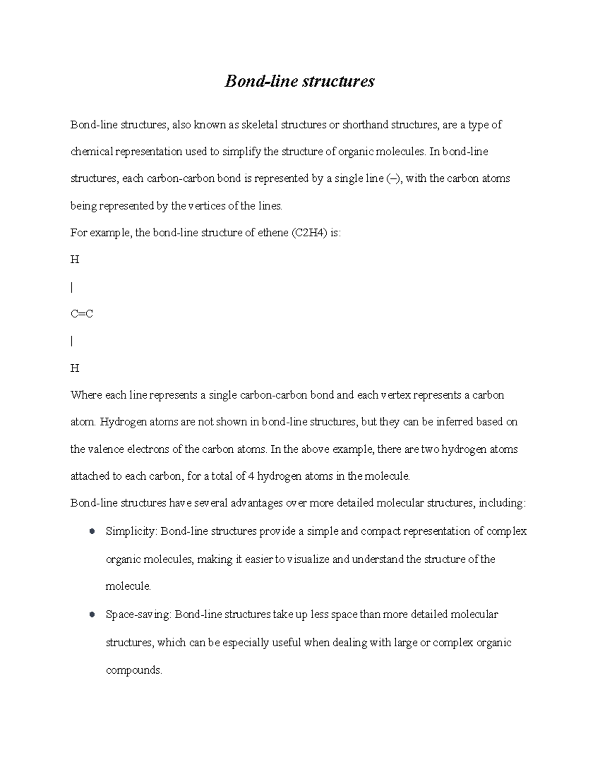 Notes on Bond-line structures - Bond-line structures Bond-line ...