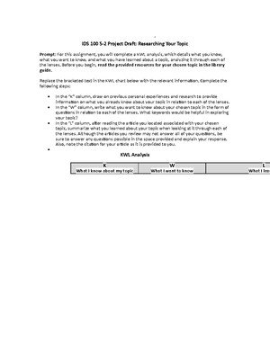5-2 Draft for justice - Erika McFolling 06/05/ IDS 100 Module Five: KWL ...