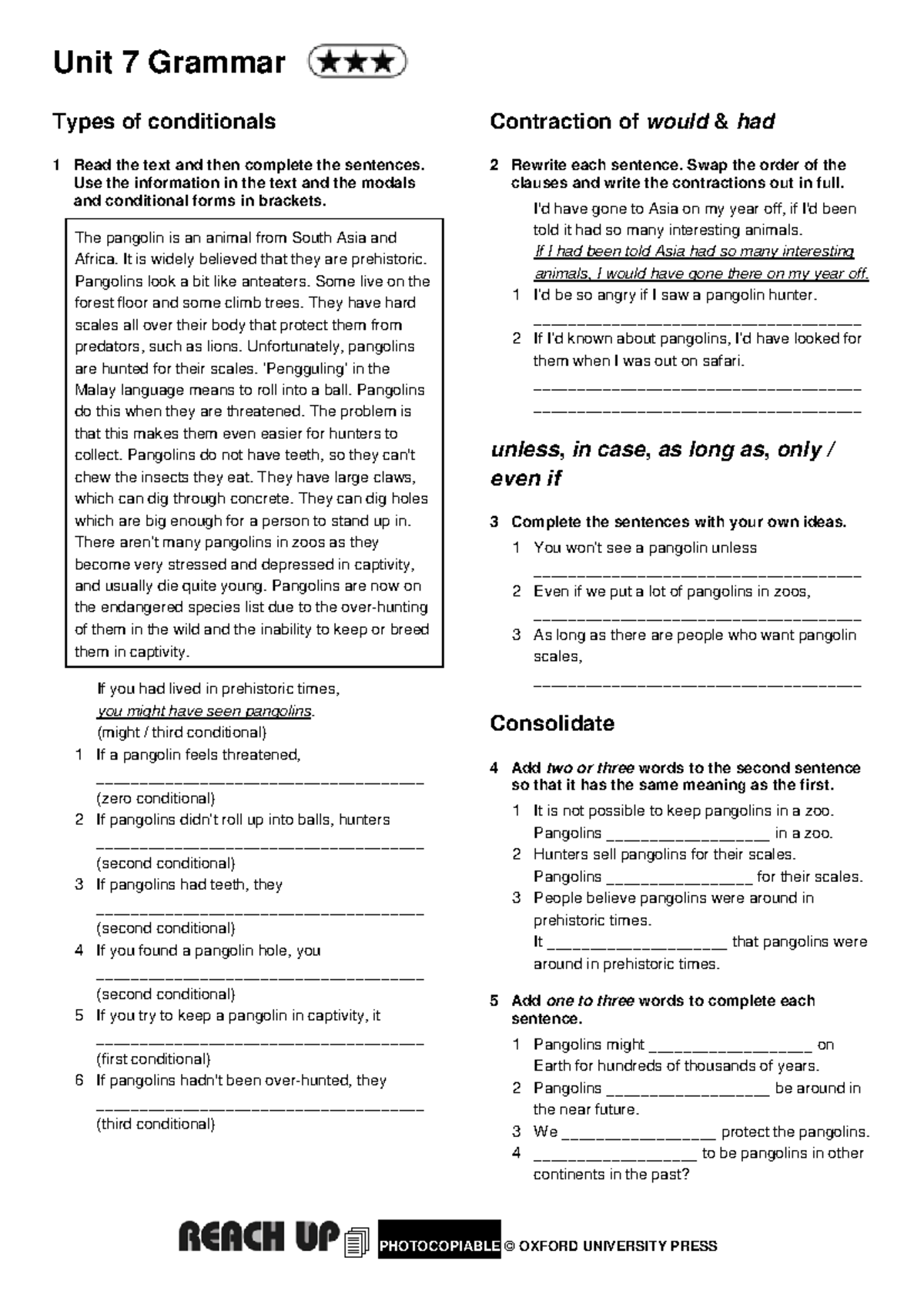 Grammar Unit 7 3star - jhbuh - Unit 7 Grammar Types of conditionals 1 ...