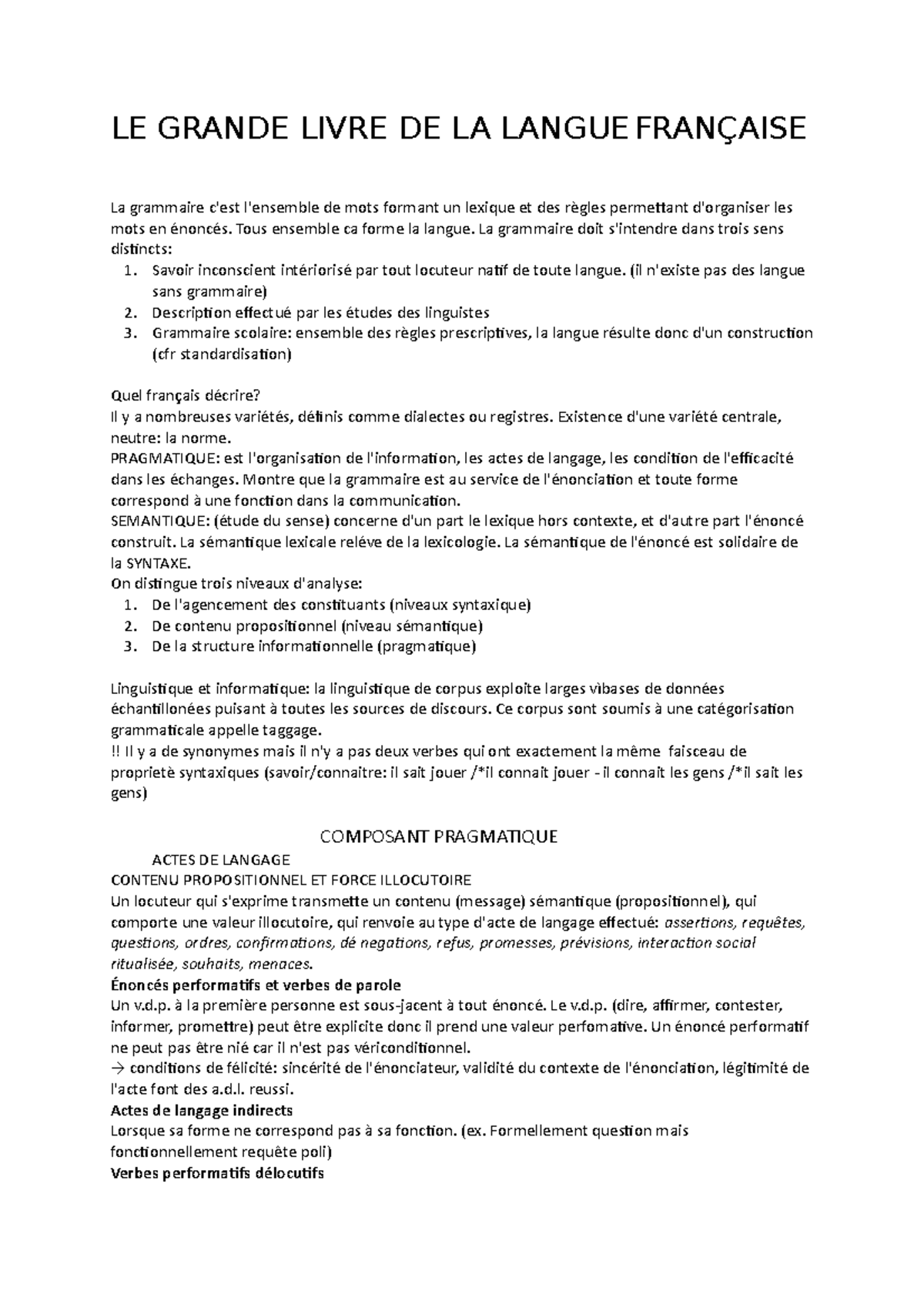 Riassunto le grand livre de la langue française - LE GRANDE LIVRE DE LA ...