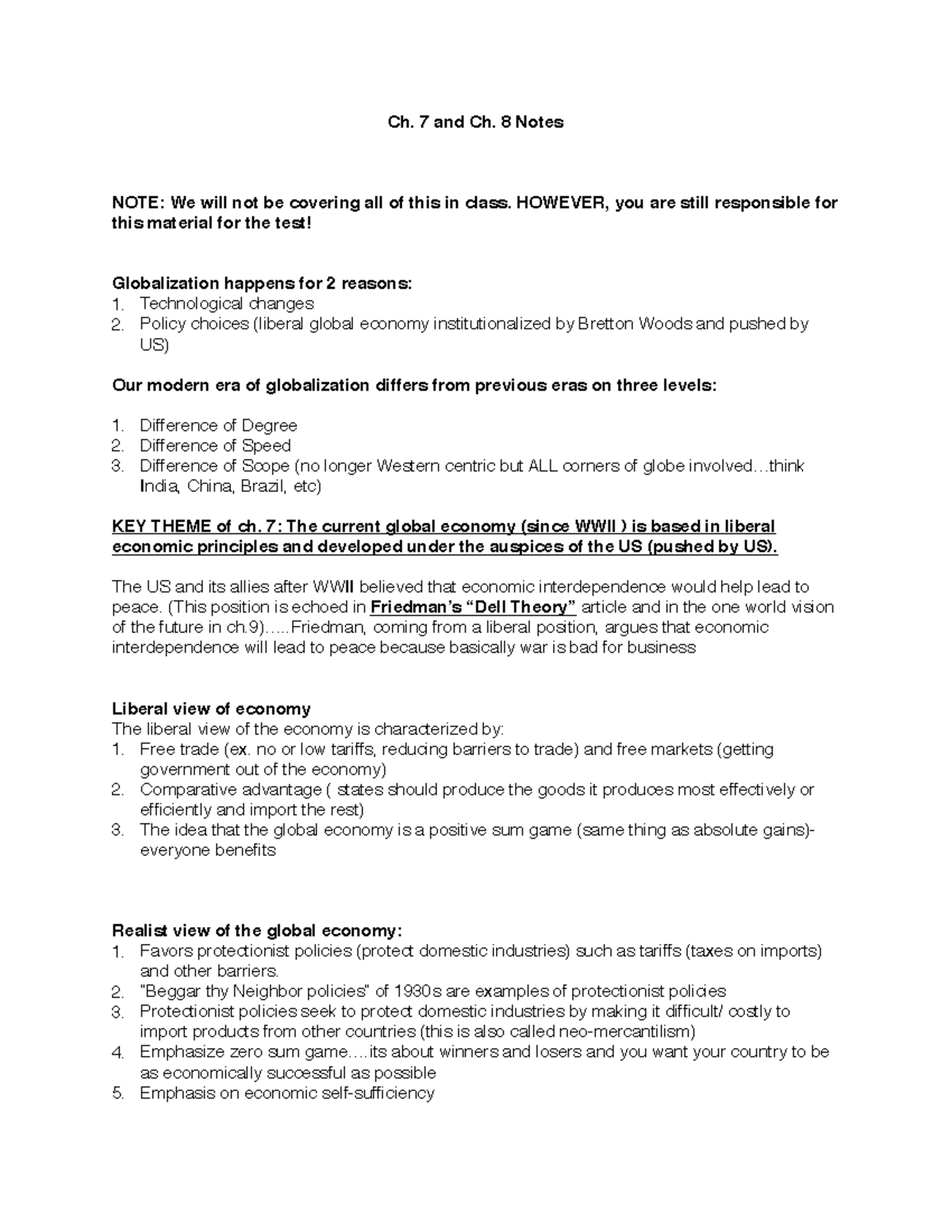Chapter 7 and 8 - Ch. 7 and Ch. 8 Notes NOTE: We will not be covering ...