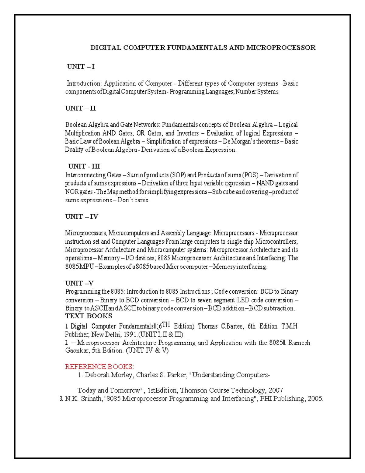 Digital Computer Fundamentals AND Microprocessor - DIGITAL COMPUTER ...