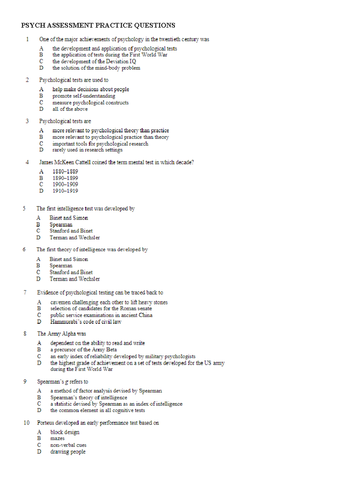 Psych Statitistics Practice Questions - Advance Psychological ...
