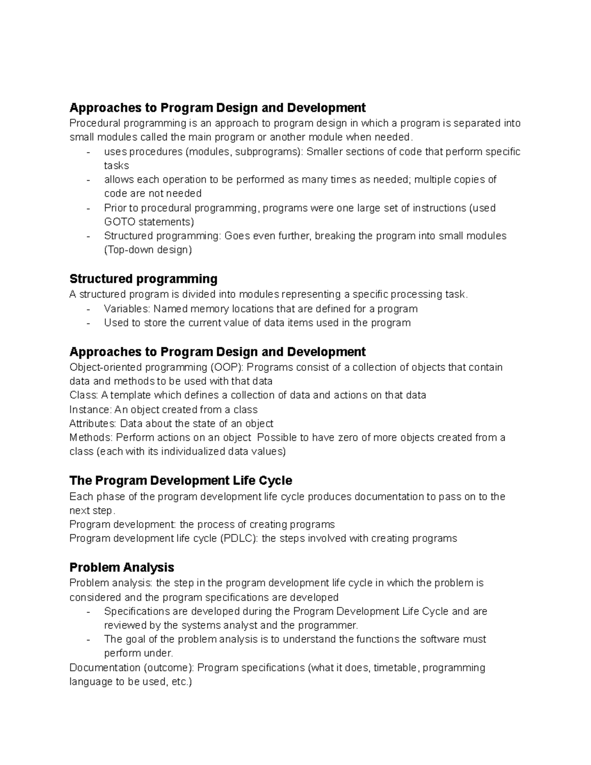 COIS-1010H Programming - Approaches to Program Design and Development ...