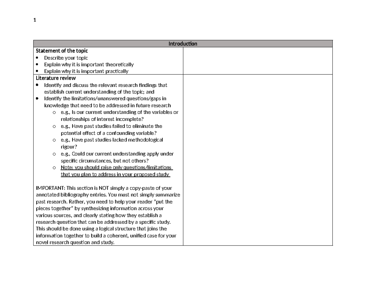 PSY 2174 - Research Proposal Part 2 Template - Introduction Statement of the topic Describe your ...
