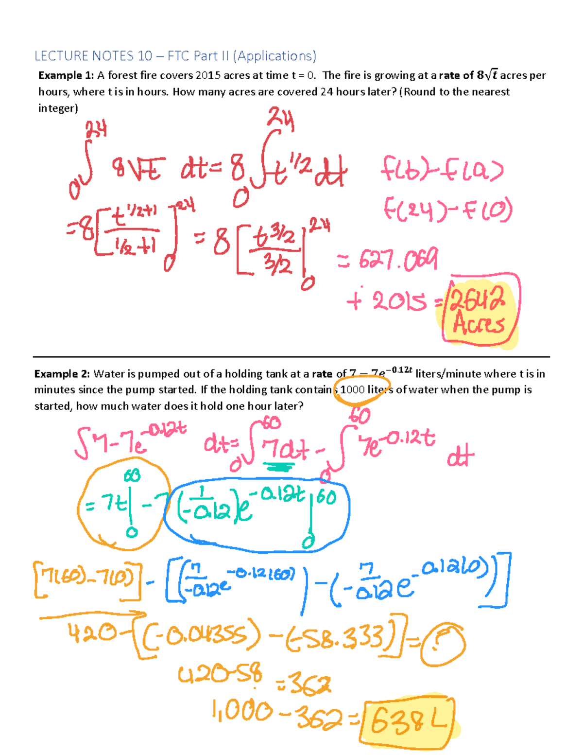 Lecture Notes 10 Ftc Part Ii Applications Lecture Notes 10 Ftc Part Ii Applications