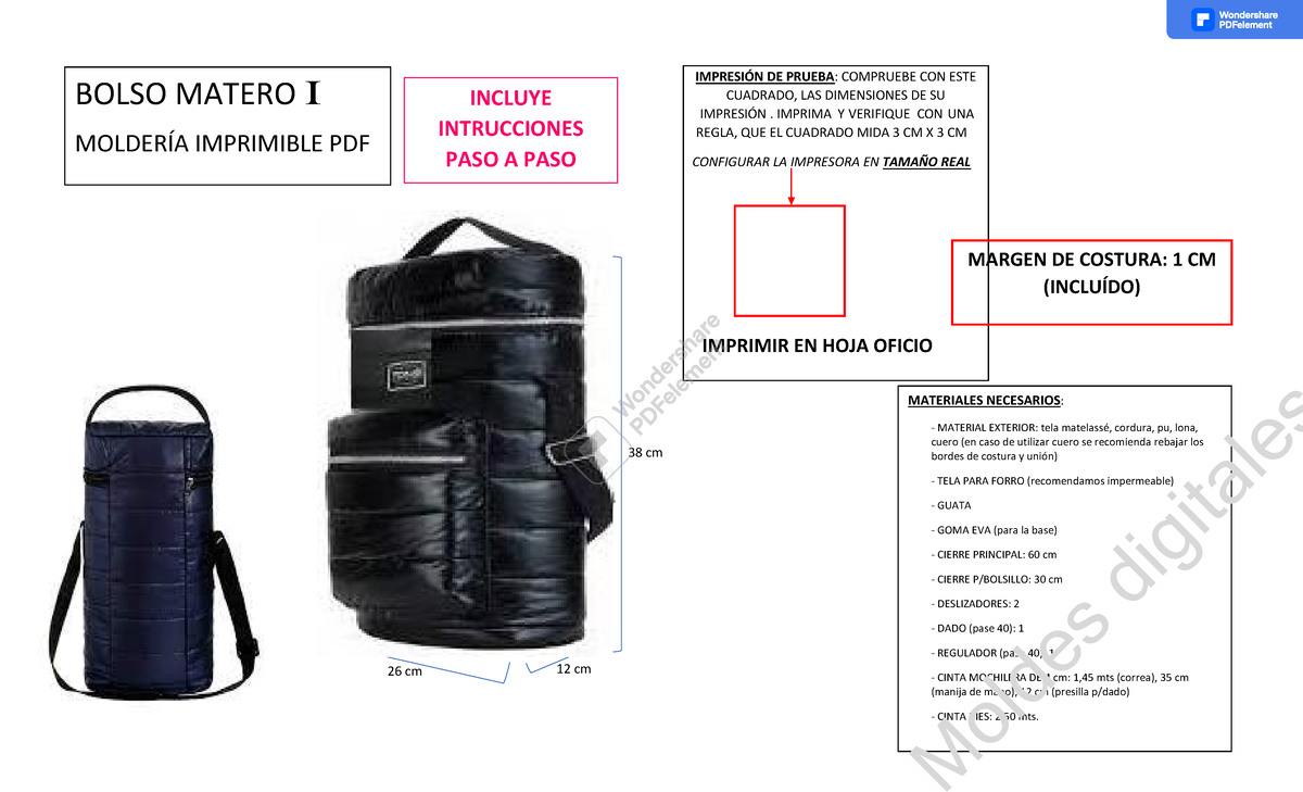 Bolso Matero 1 CON PAP PDF - BOLSO MATERO I ####### MOLDERÍA IMPRIMIBLE PDF IMPRESIÓN DE PRUEBA ...