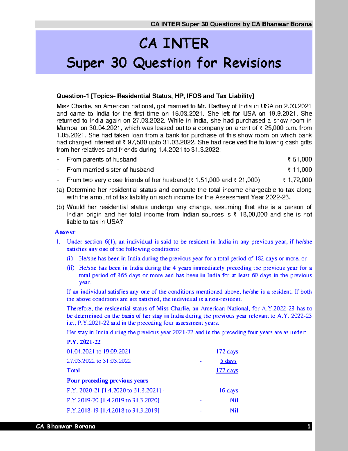 CA Inter Super 30 Questions - CA INTER Super 30 Question for Revisions ...