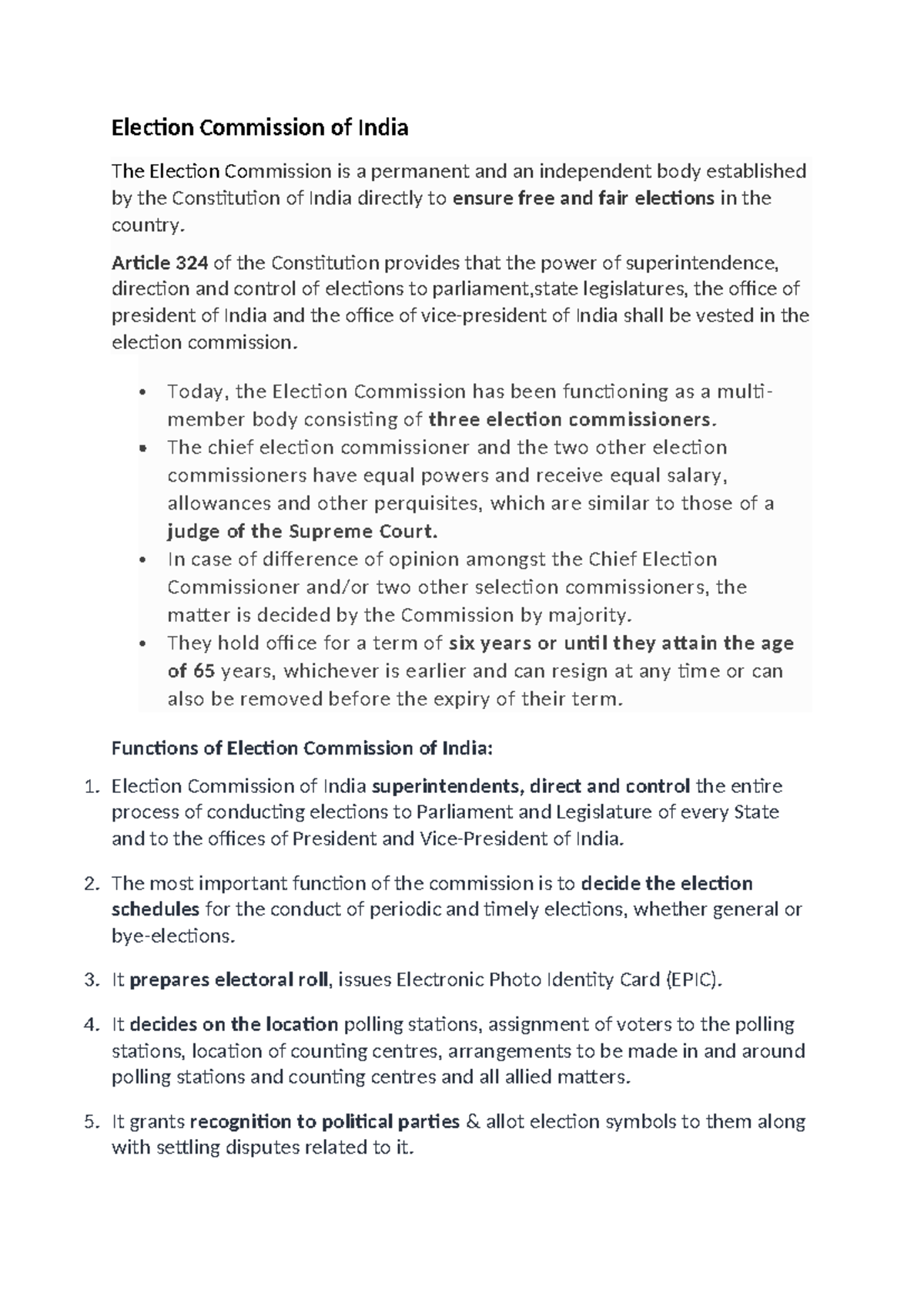 ECI - Election Commission of India The Election Commission is a ...