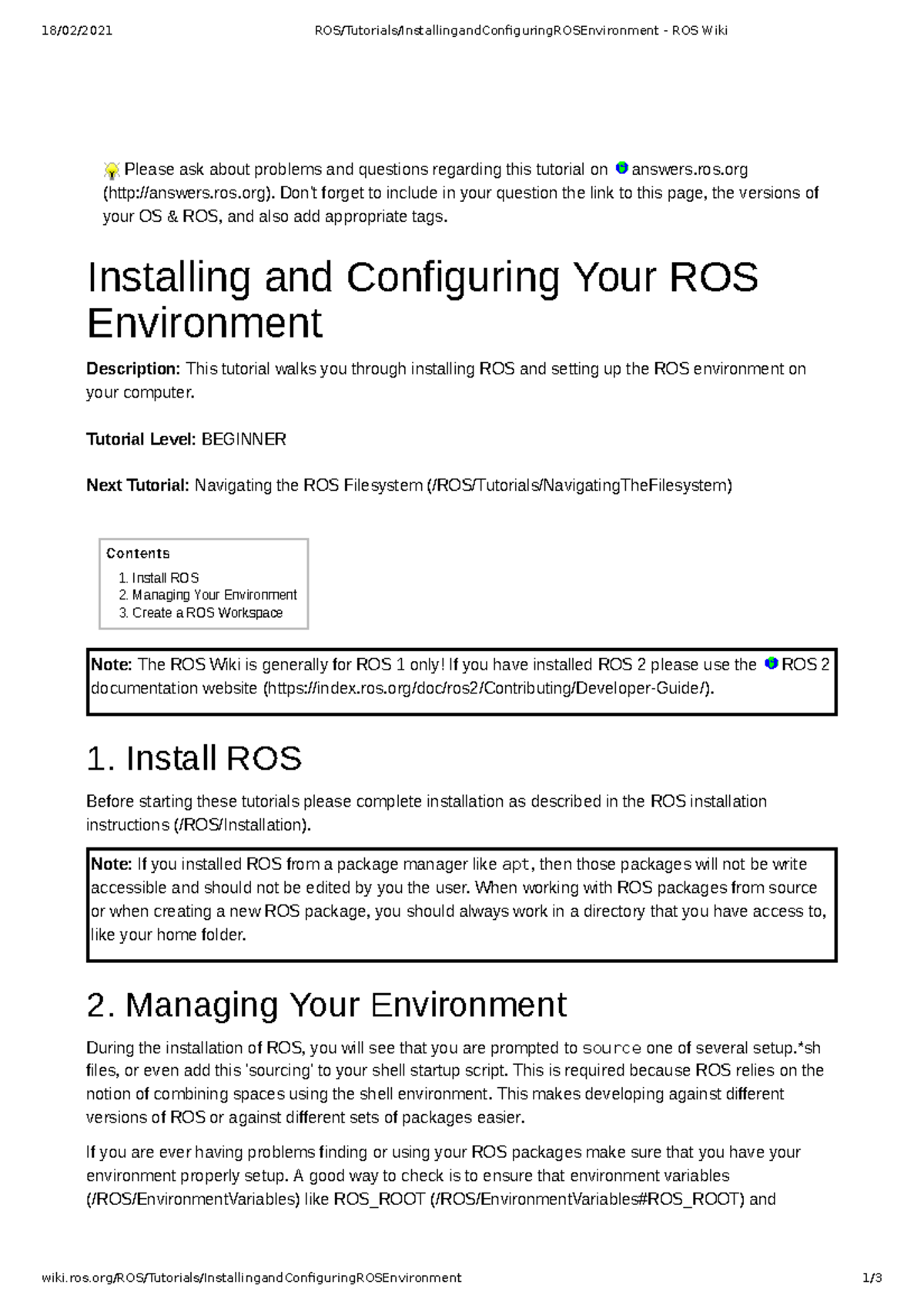 2 Creating ROS Workspace - 18/02/2021 ROS/Tutorials/InstallingandConfiguringROSEnvironment - ROS ...