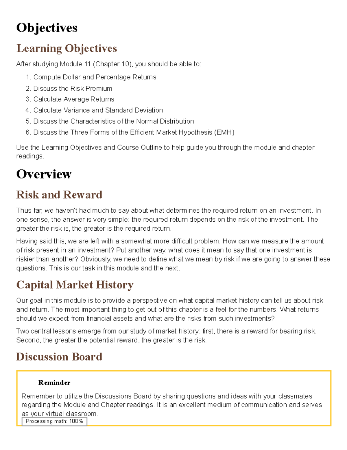CFIN300, Module 11 - Objectives - Objectives Learning Objectives After studying Module 11 ...