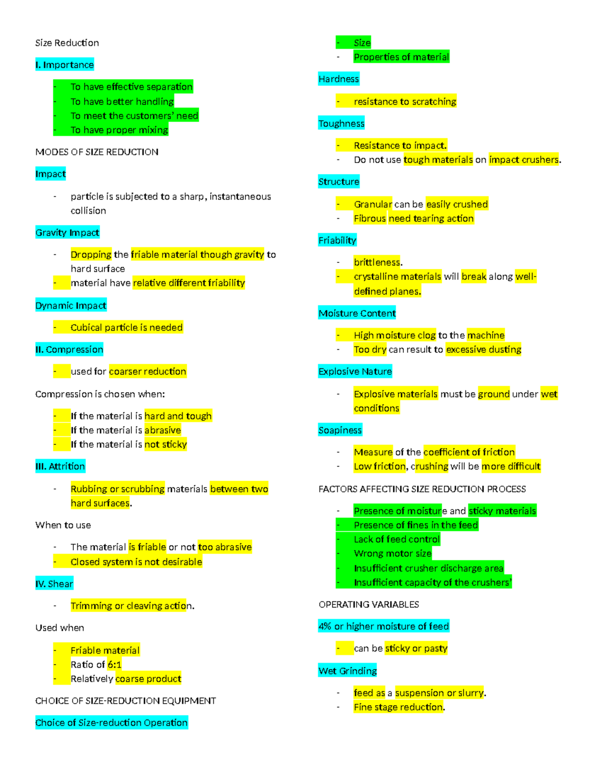 Size Reduction - Manufacturing Engineering - Size Reduction I ...
