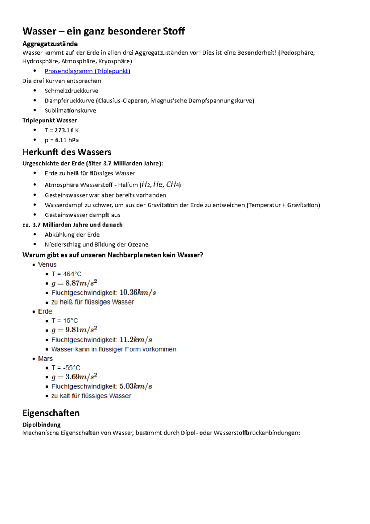 2 Hydro Wasser - Wintersemester - Wasser ein ganz besonderer Stoff ...