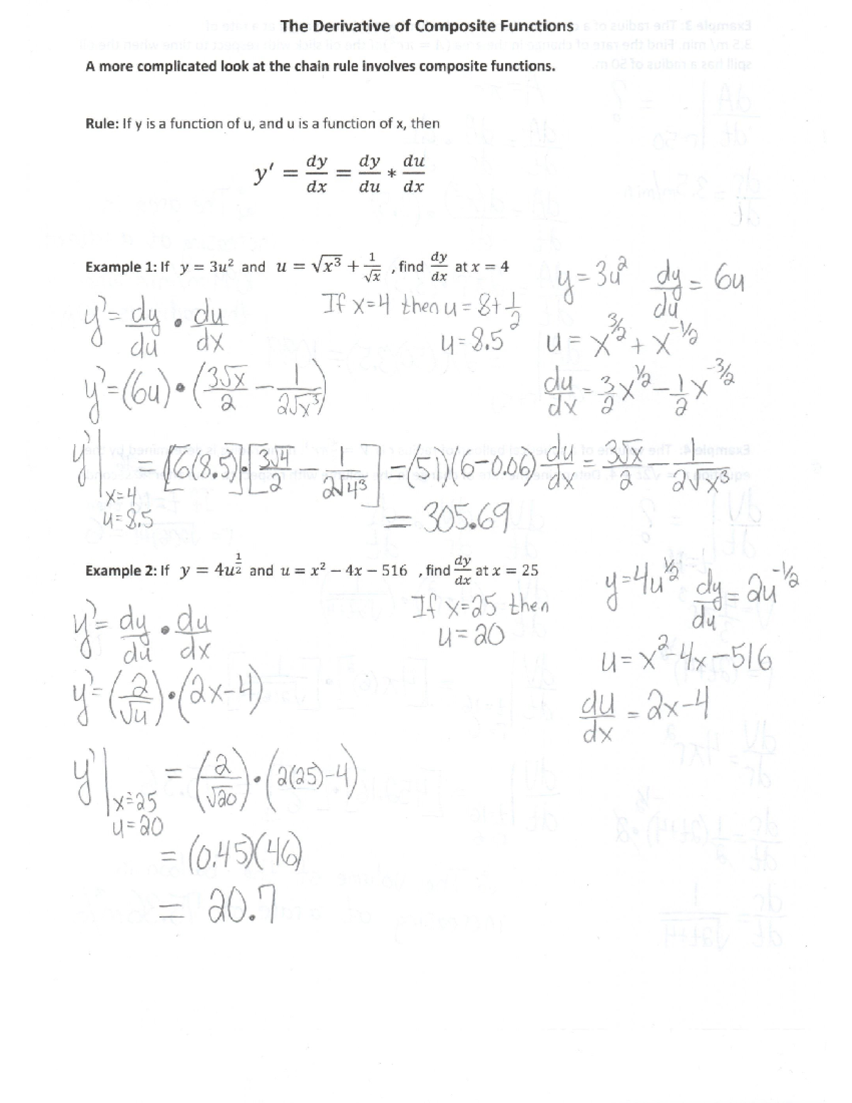 2.5 The Derivatives of Composite Functions note completed - Mathematics ...