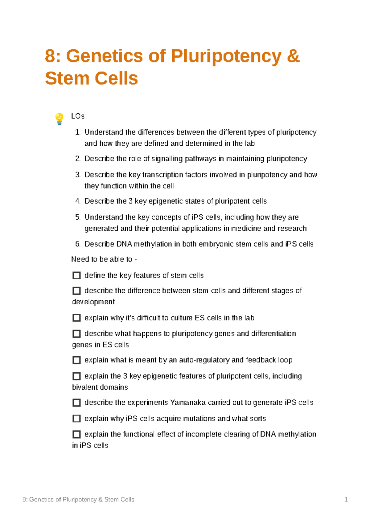 MMED3938 Genetics of Pluripotency and Stem Cells - 8: Genetics of ...
