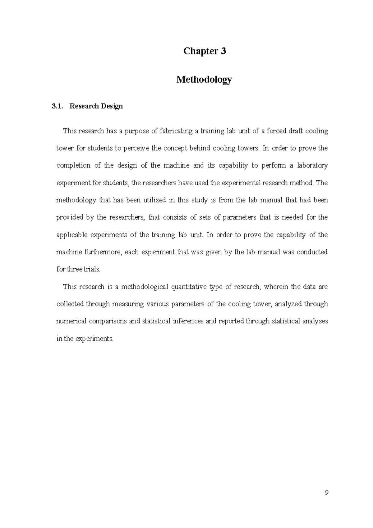 Chapter 3 - Methodology - Chapter 3 Methodology 3. Research Design This ...