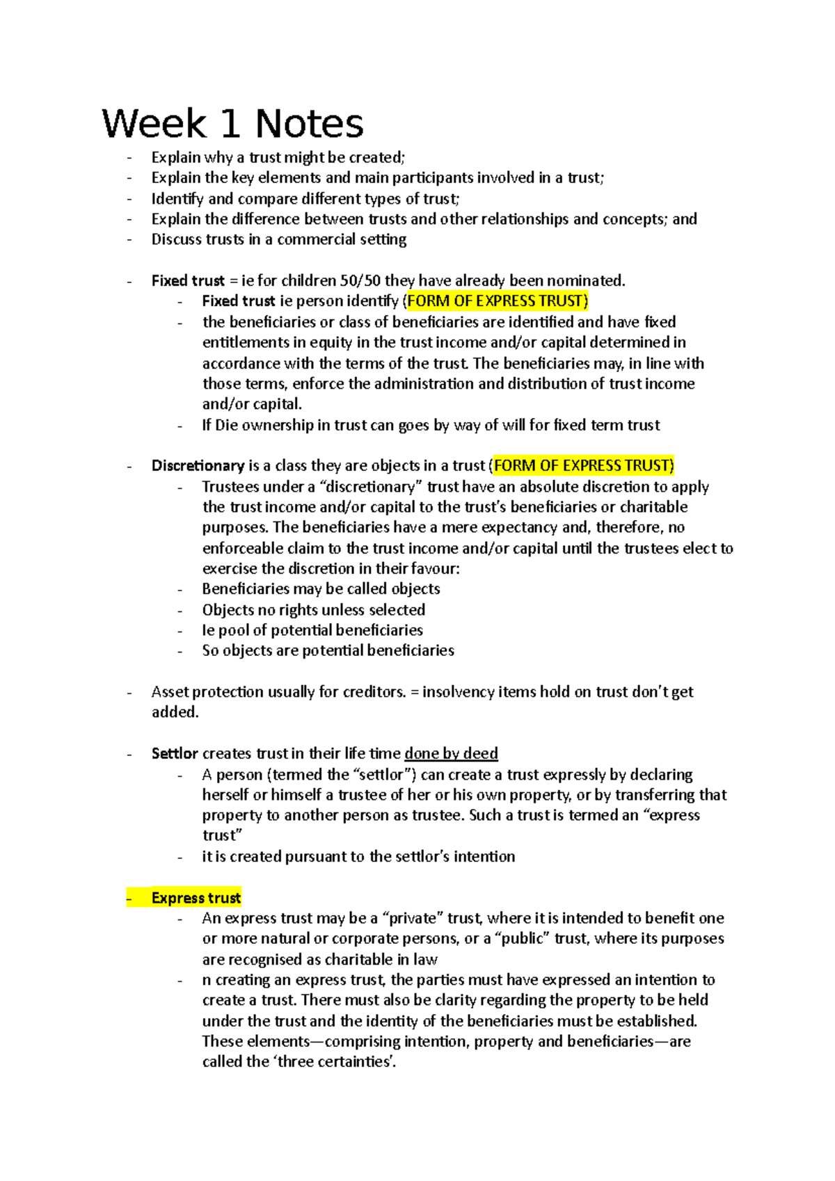 Week 1 notes - Summary of week 1 class - Week 1 Notes Explain why a ...