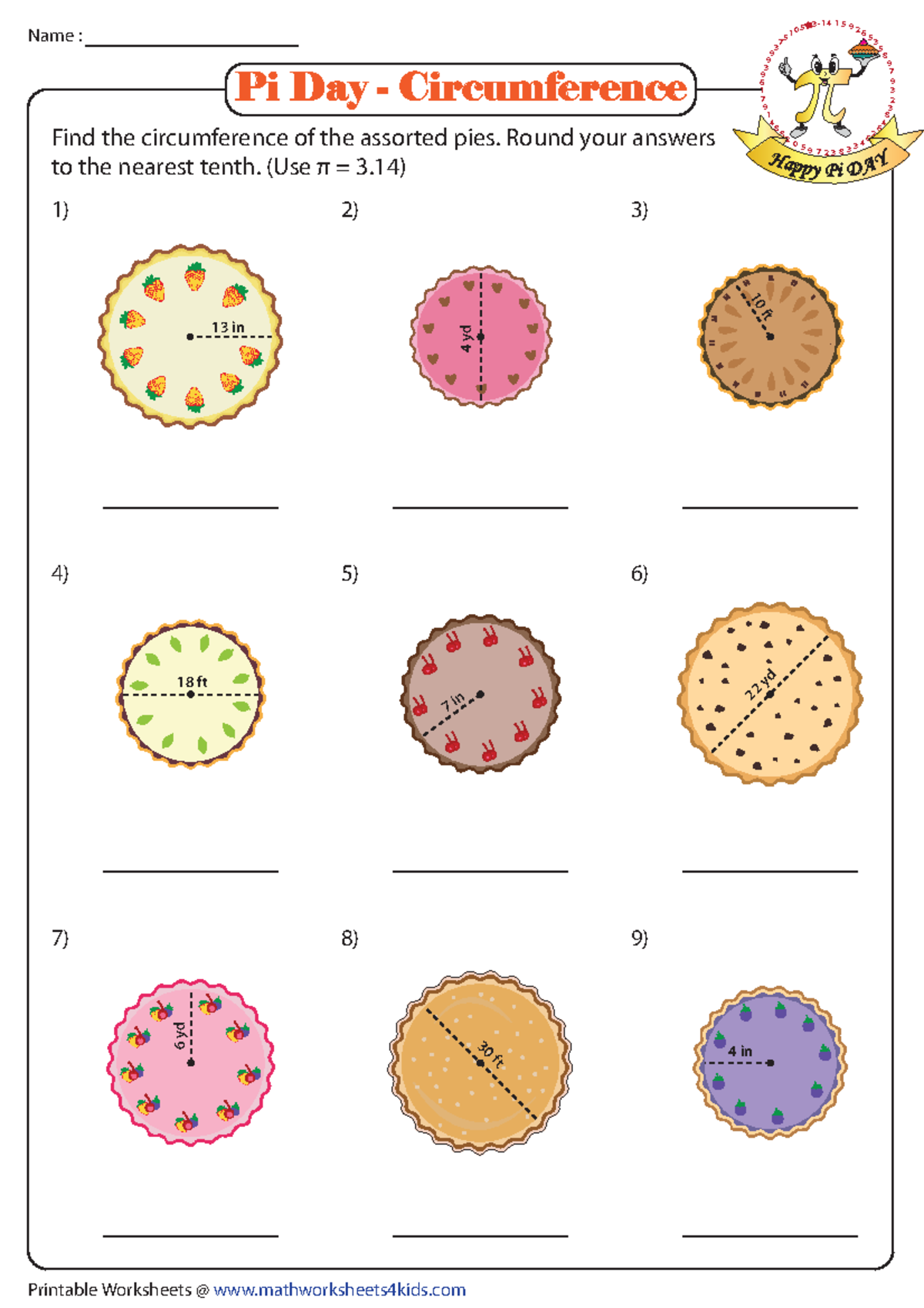 Pi-circumference Pi Day activities - Find the circumference of the ...