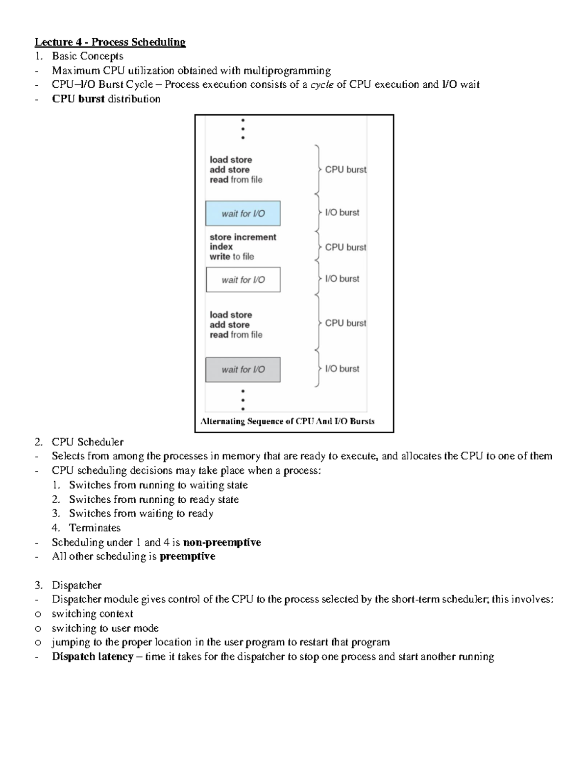 Lecture 4 - Process Scheduling - Basic Concepts Maximum CPU utilization ...