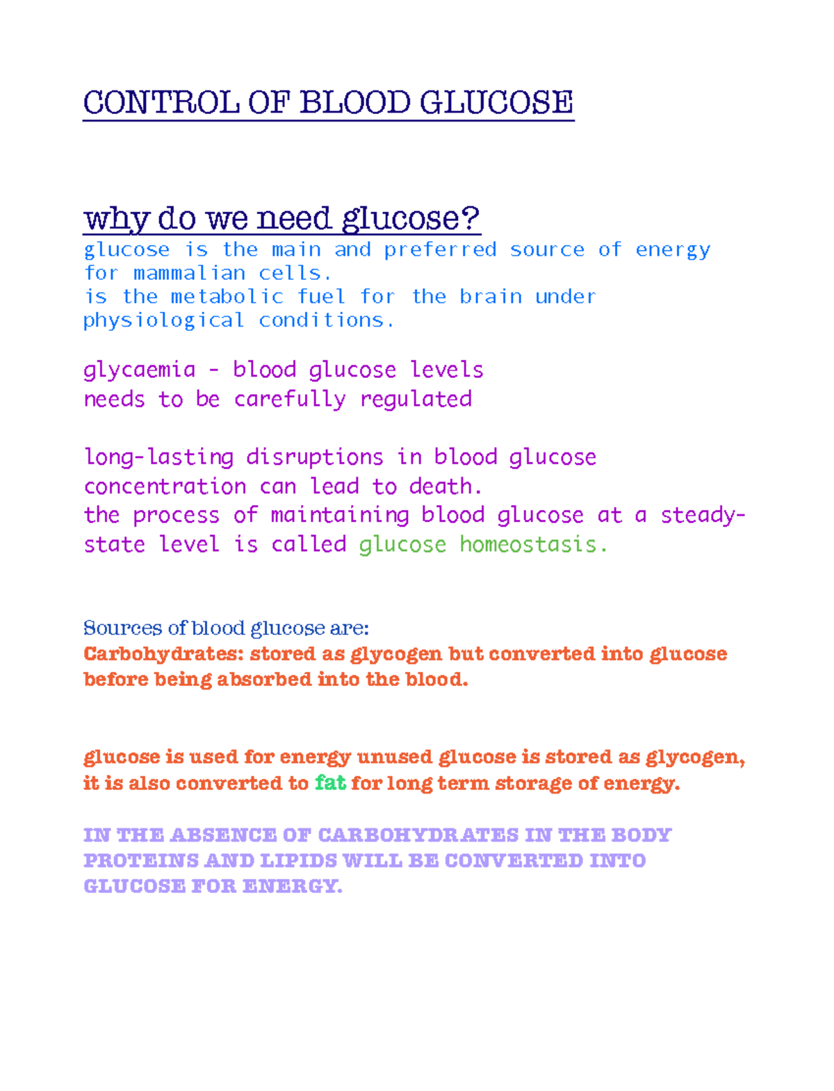 Control of blood glucose - CONTROL OF BLOOD GLUCOSE why do we need ...